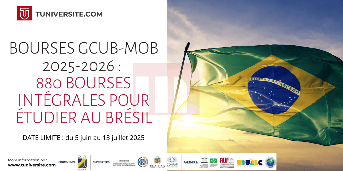 Bourses GCUB-Mob 2025-2026 : 880 bourses intégrales pour étudier au Brésil